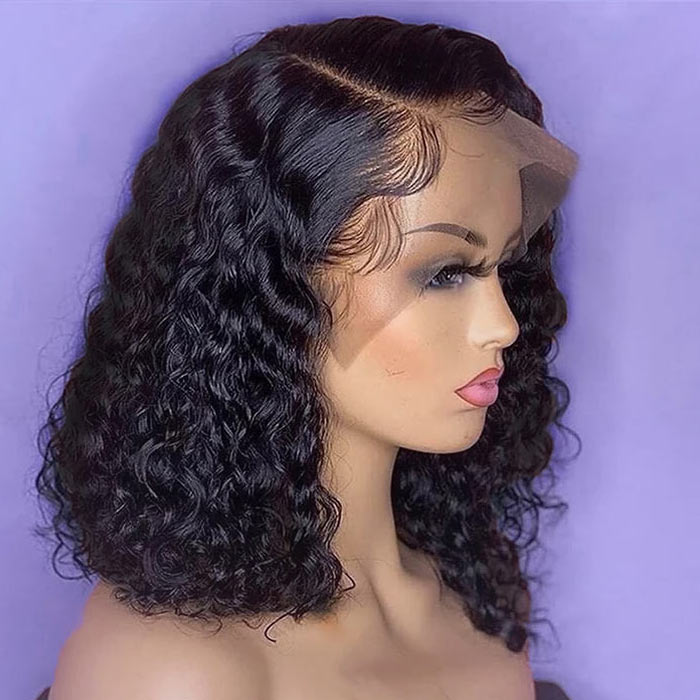 Deep Curly Bob Lace Front Wig Virgin Human Hair Short Lace Closure Wig ...